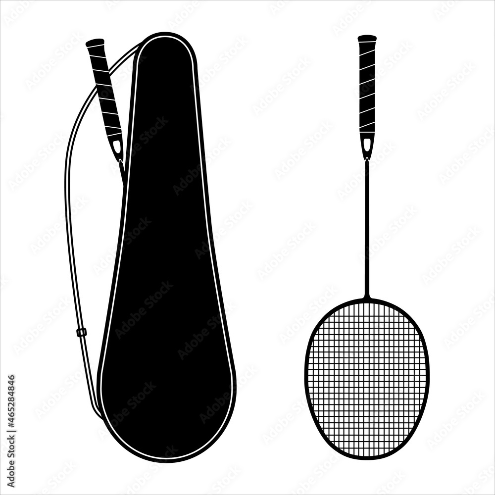 Set of badminton equipment. Badminton racket, badminton racket cover ...
