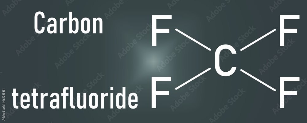 Tetrafluoromethane (carbon tetrafluoride, CF4) greenhouse gas molecule ...