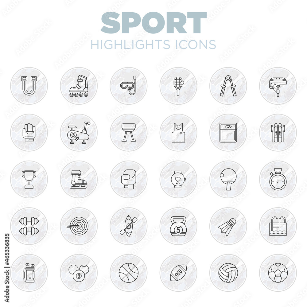Sports highlight cover social media icons isolated on white background ...