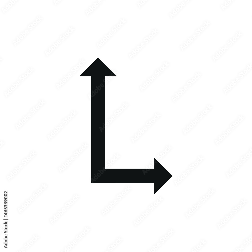 L shape arrow. Letter l arrowheads logo. L logo vector. Directional top ...