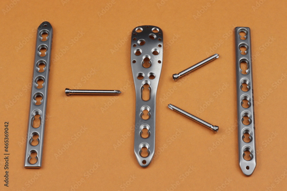 Surgical plates for osteosynthesis in case of bone fractures Stock ...