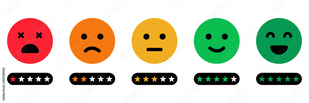Emoji Feedback Scale with Stars Icon. Level Survey of Customer ...