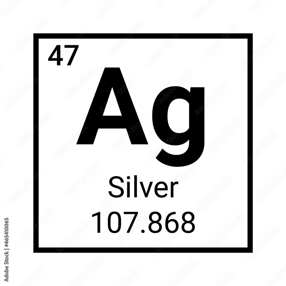Silver periodic element atom Ag symbol. Chemical Silver element ...