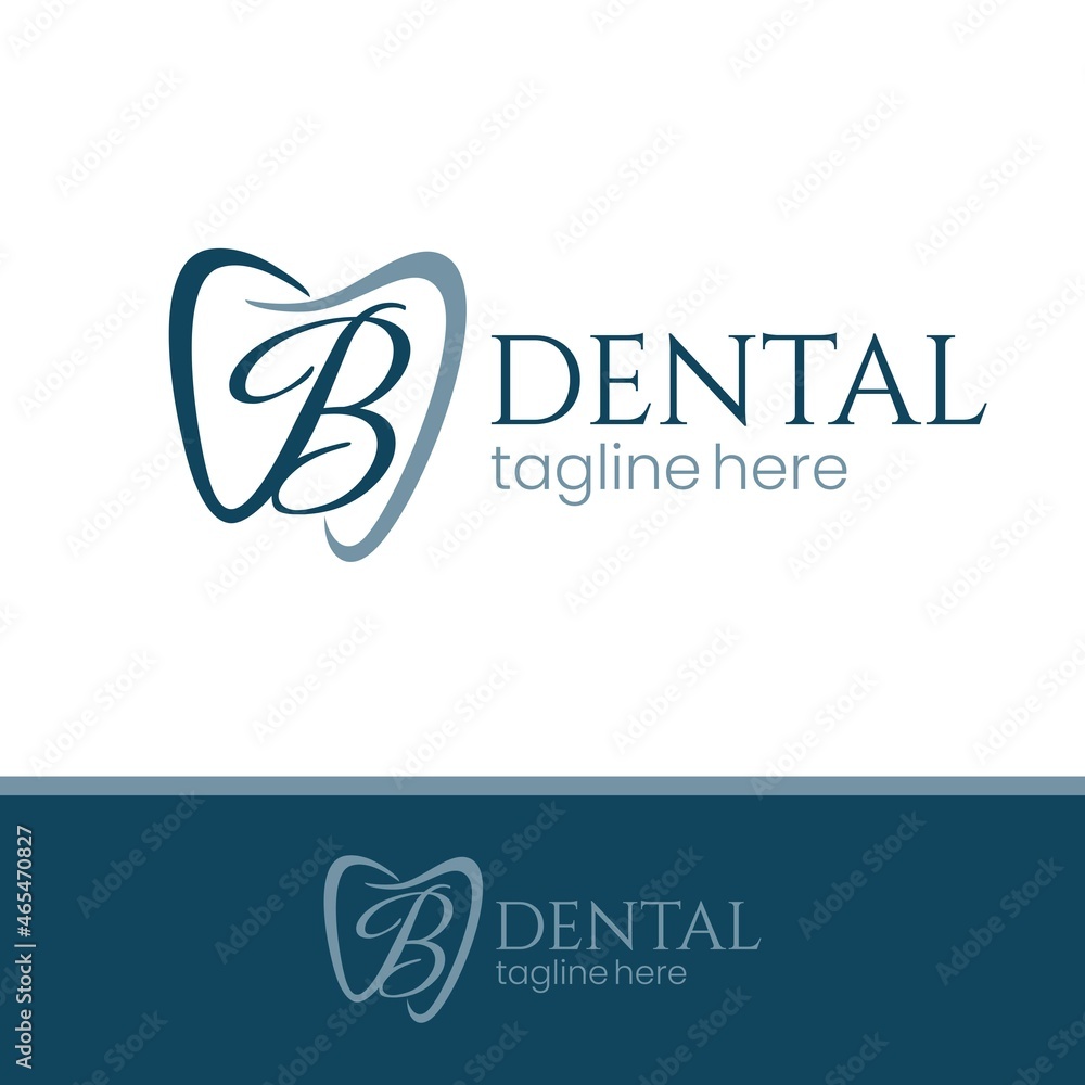 Letter B Tooth Dental Logo Design Stock Vector | Adobe Stock