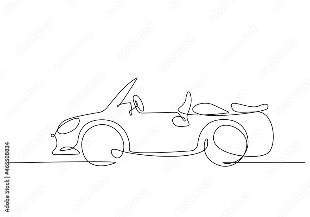 Cabriolet Continuous Line Art Drawing. Modern Auto One Line ...