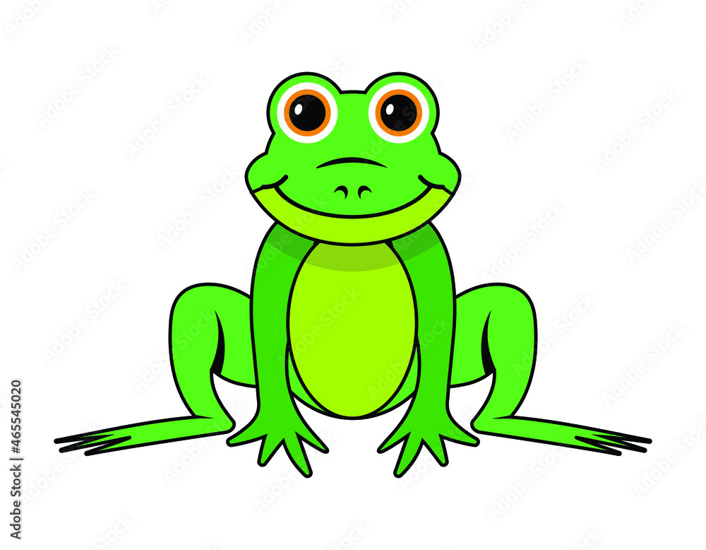 cartoon frog, green color, vector illustration Stock Vector | Adobe Stock
