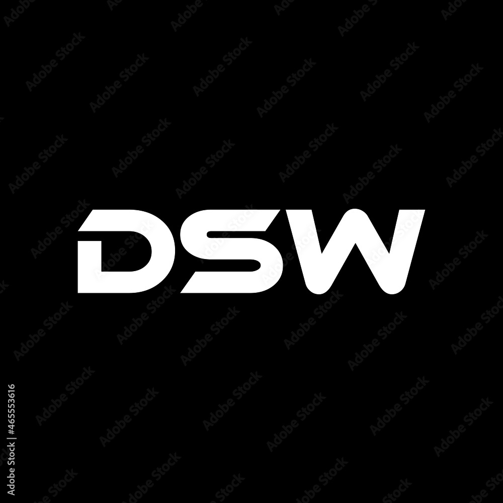 DSW letter logo design with black background in illustrator, vector ...