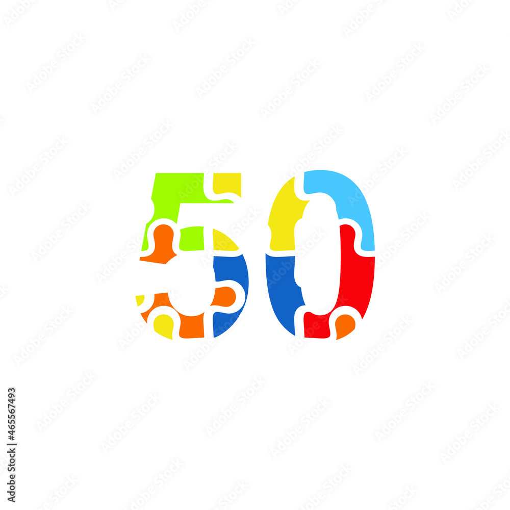 50 Puzzle Number Template. Anniversary template design concept with ...