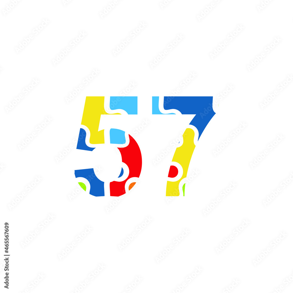 57 Puzzle Number Template. Anniversary template design concept with ...