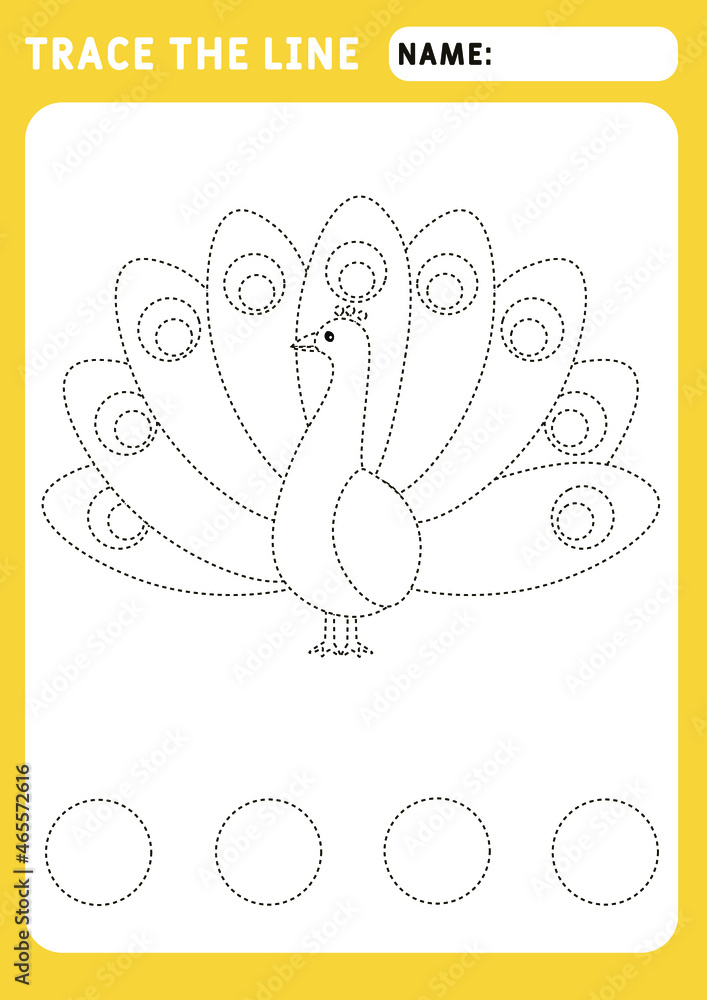 little Peacock. Preschool worksheet for practicing fine motor skills ...