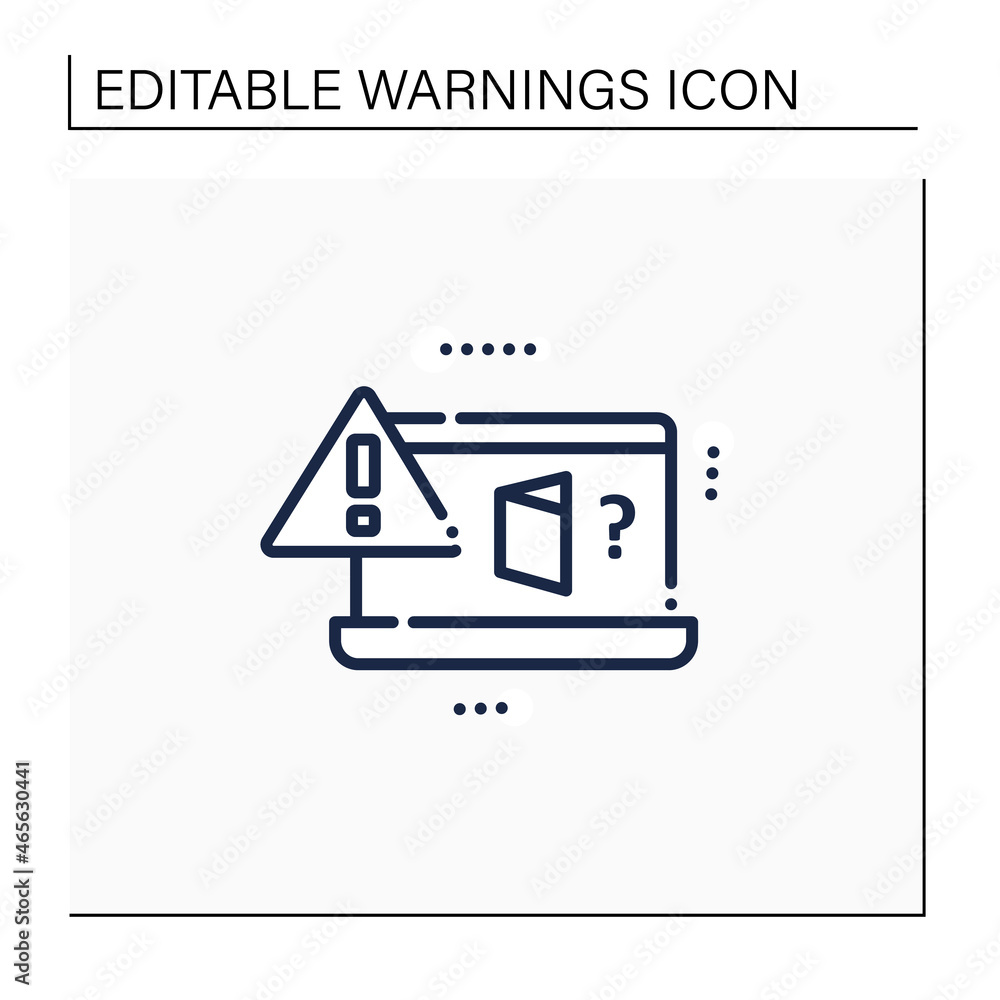 Homepage notification line icon. Suspicious shortcut files. Doubtful ...