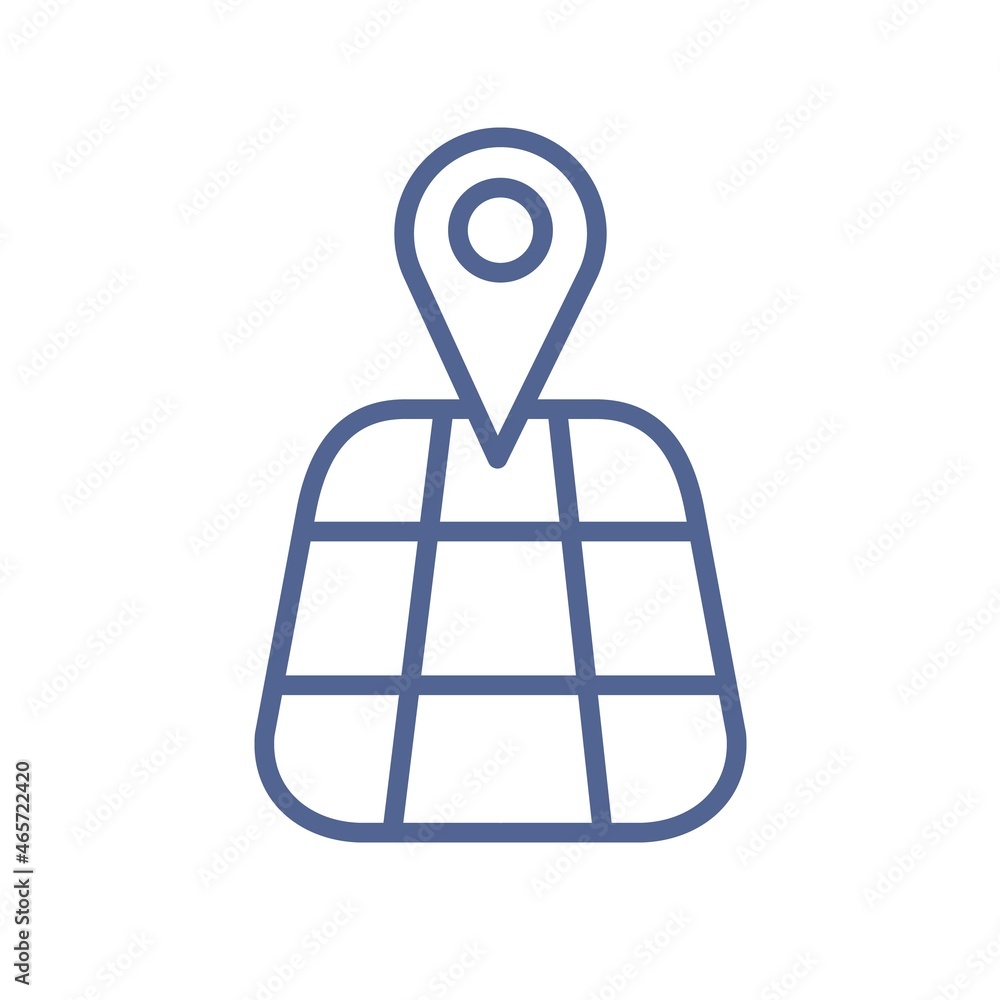 GPS navigation icon with simple map and pin, pointing at destination ...