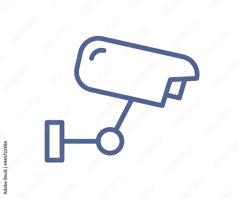 Simple line art icon of security camera for video surveillance and ...