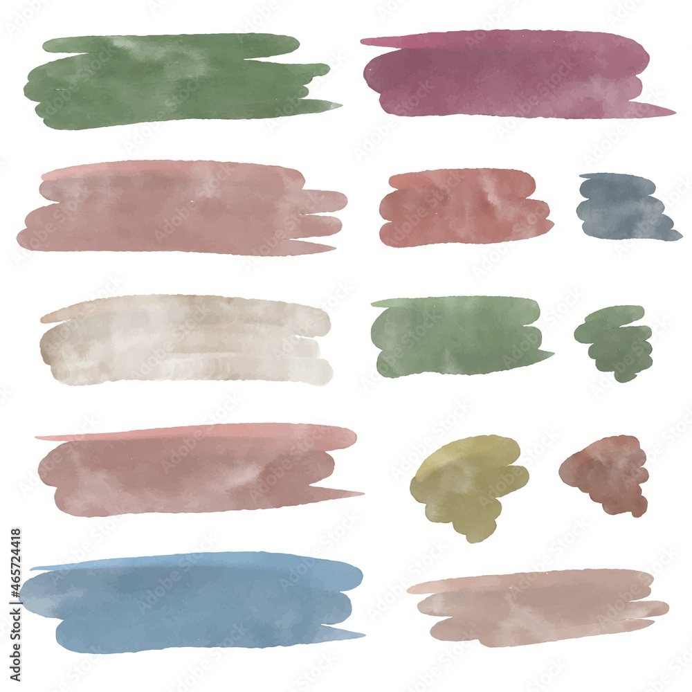 collection of hand painted watercolor stains and brush strokes Stock ...