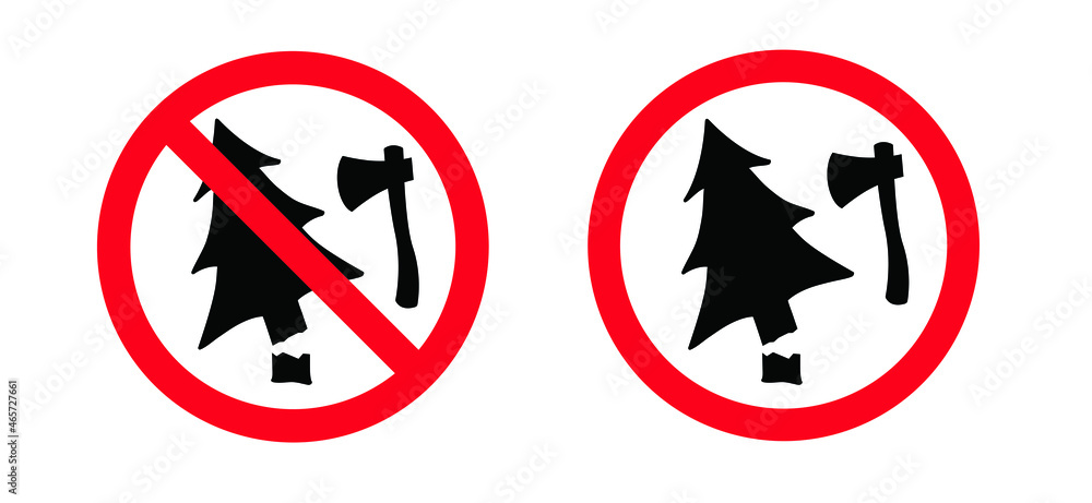 No Christmas trees is forbidden. Vector cartoon icon oer pictogram ...