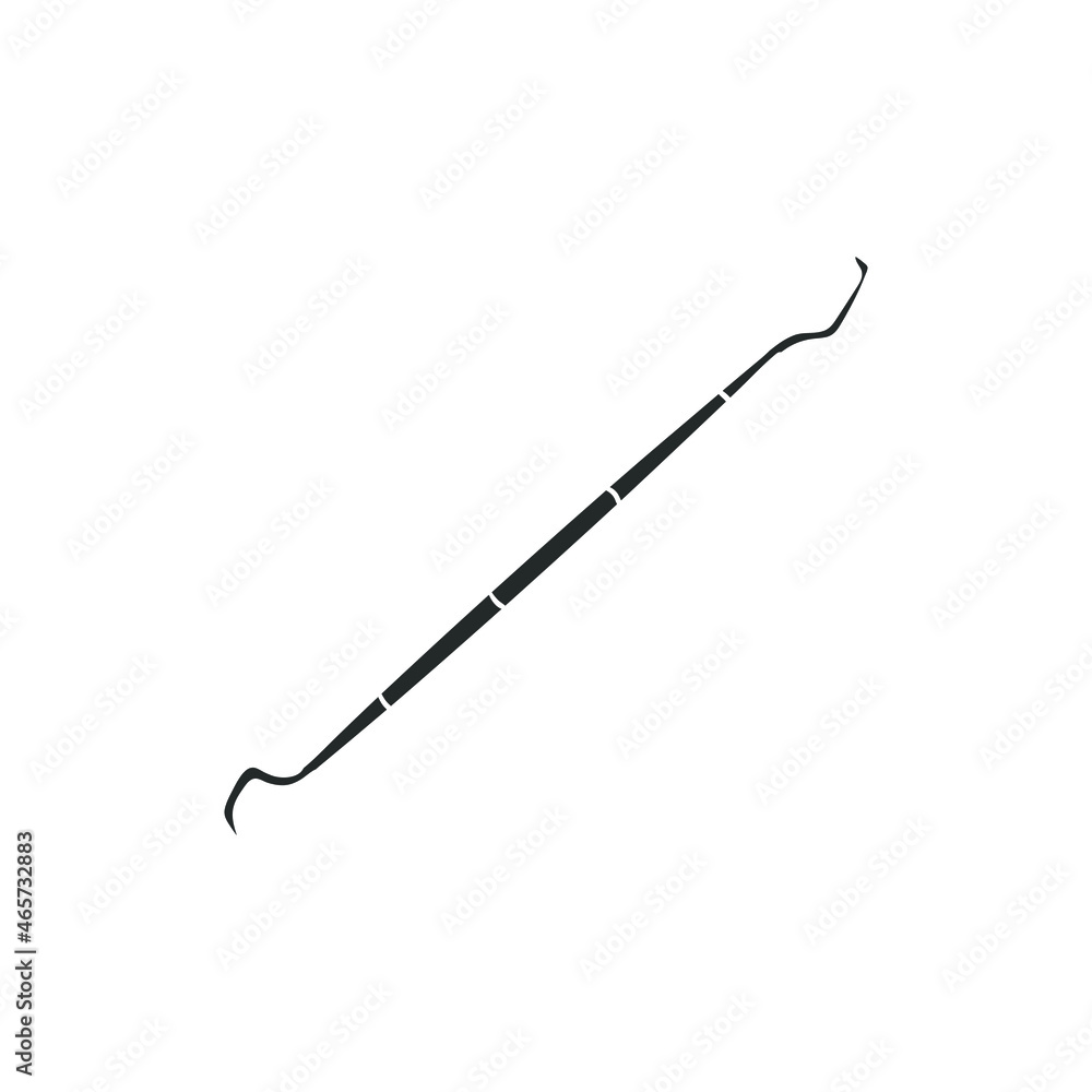 Dental Explorer Icon Silhouette Illustration. Oral Equipment Vector ...