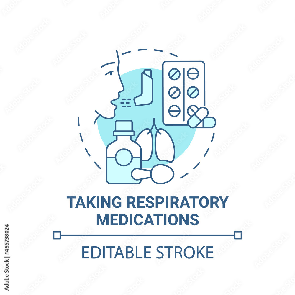 Vector de Stock Taking respiratory medications blue concept icon ...
