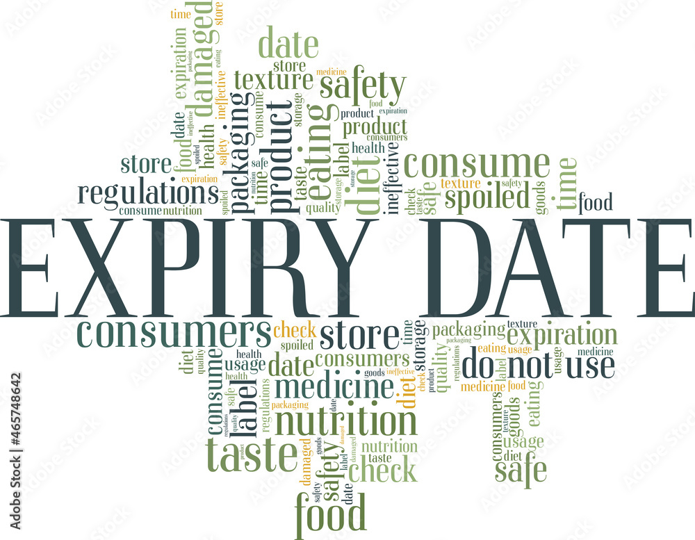 Expiry Date vector illustration word cloud isolated on white background ...