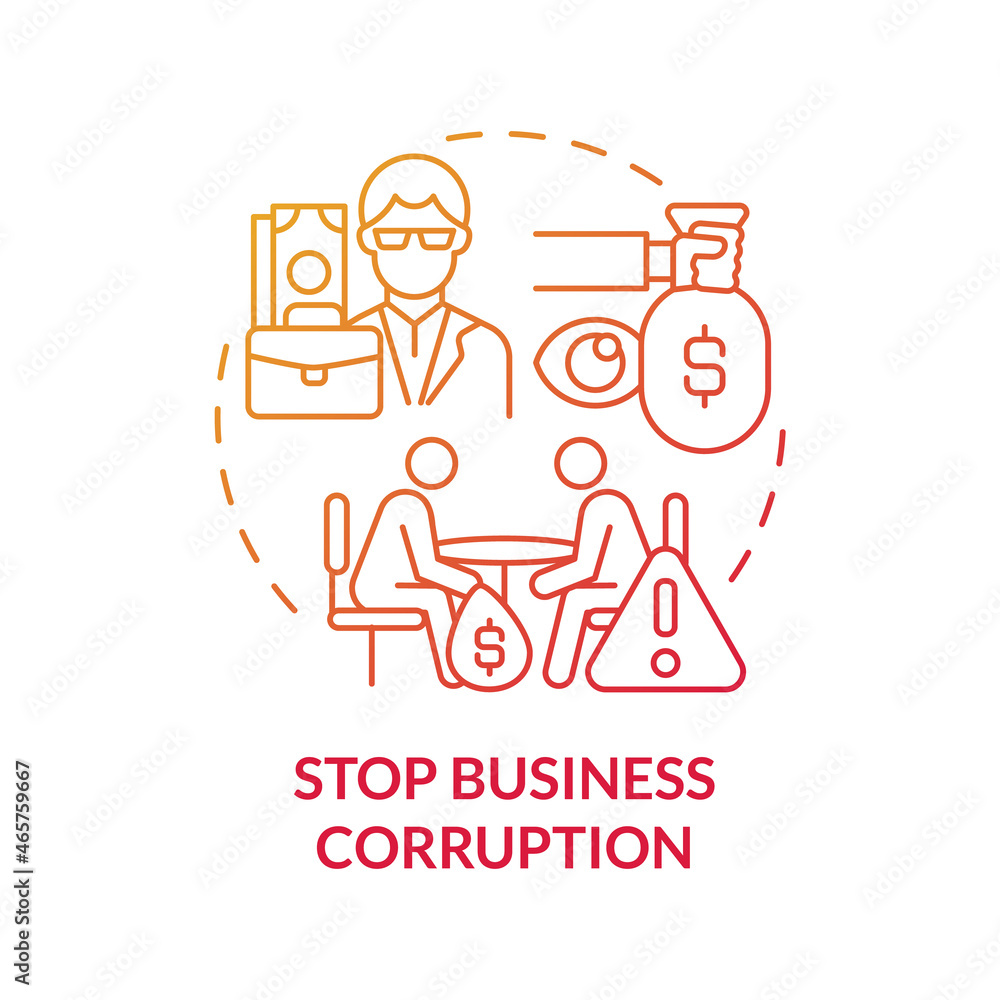 Stop business corruption red concept icon. Corrupted industry abstract ...
