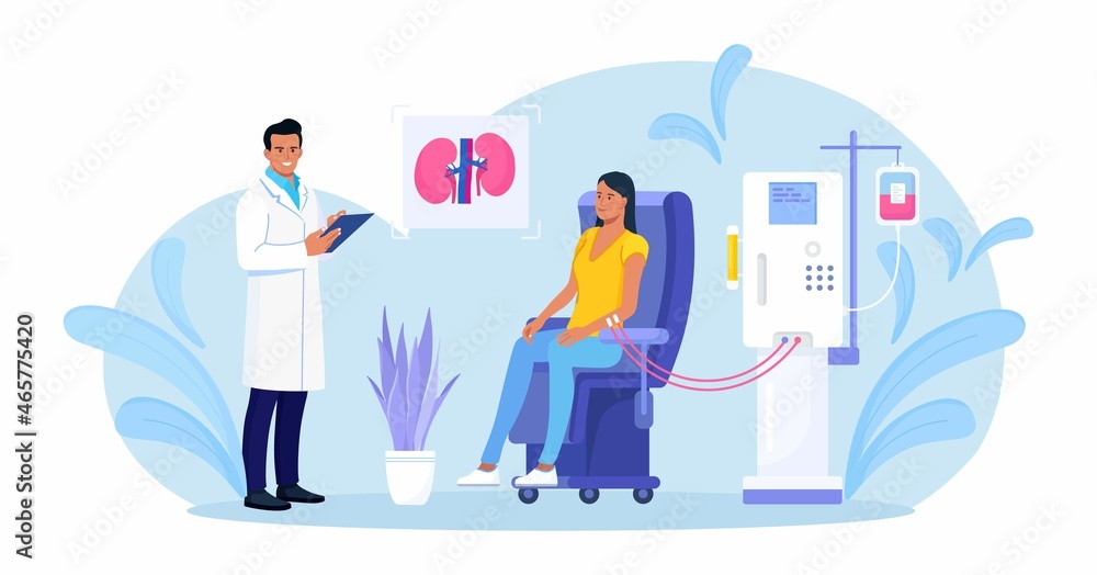 Hemodialysis equipment for treatment renal diseases failure. Cleansing ...