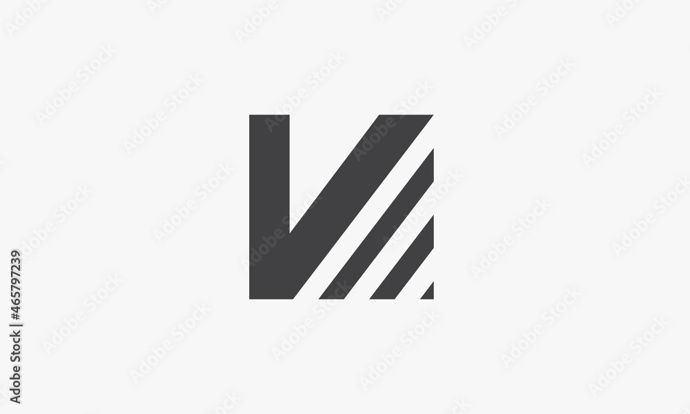 V letter with line logo isolated on white background. Stock Vector ...