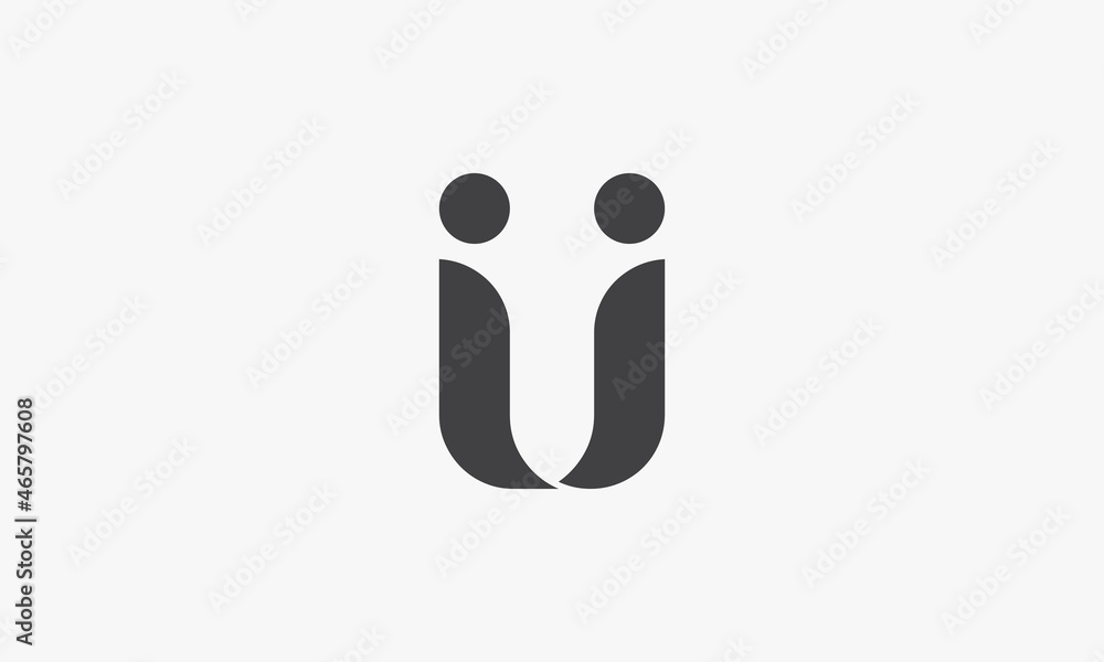 letter U logo two people each other concept isolated on white ...