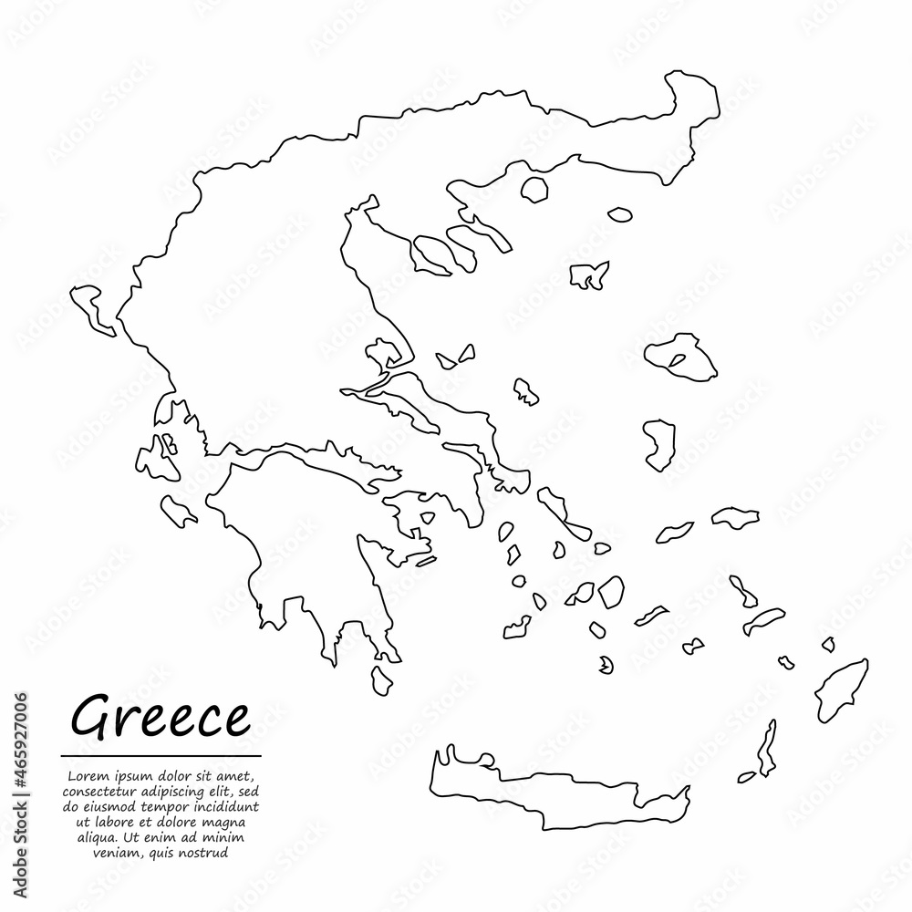 Simple outline map of Greece, in sketch line style Stock Vector | Adobe ...