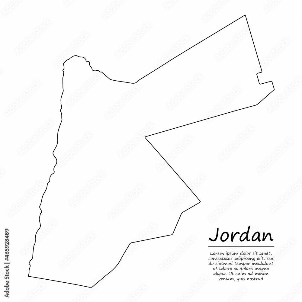Simple outline map of Jordan, silhouette in sketch line style Stock ...