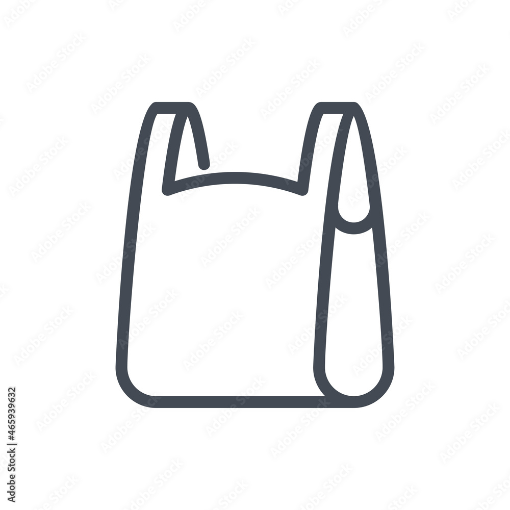 Shopping plastic bag with handles line icon. Grocery bag vector outline ...