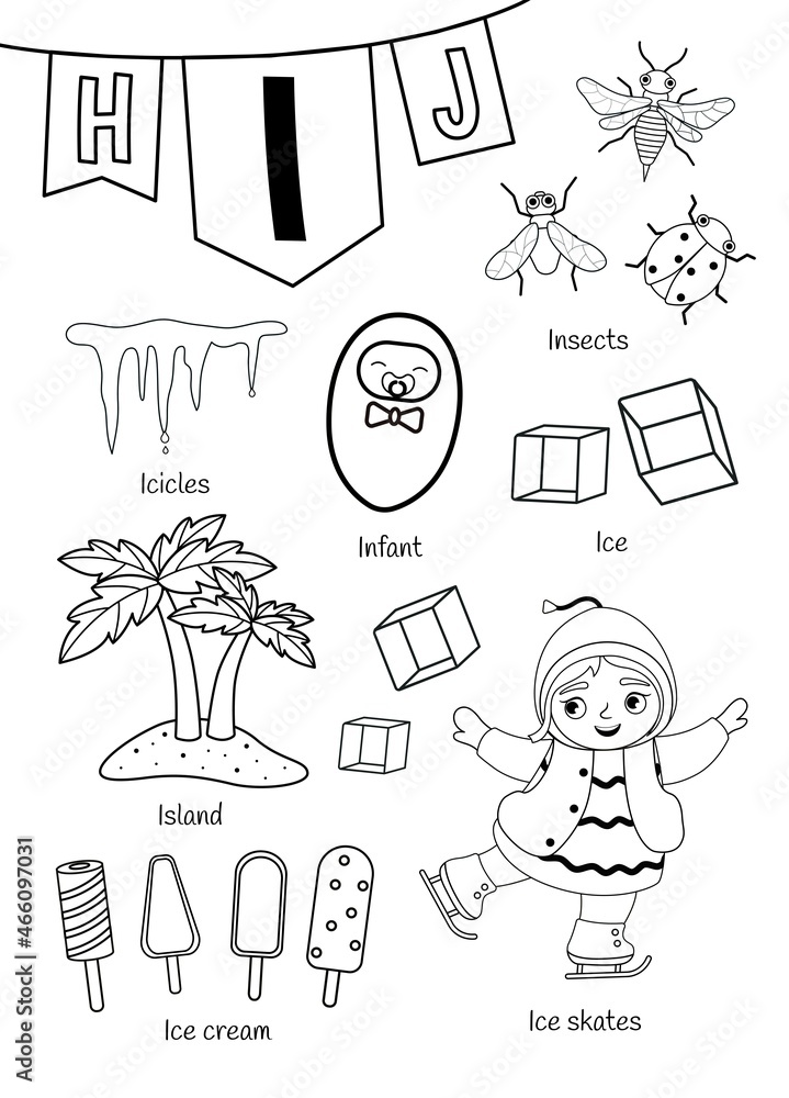English alphabet with cartoon cute children illustrations. Kids ...
