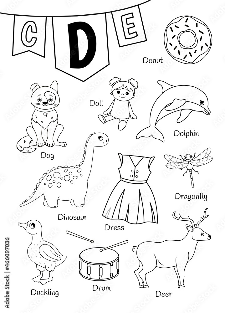 English alphabet with cartoon cute children illustrations. Kids ...
