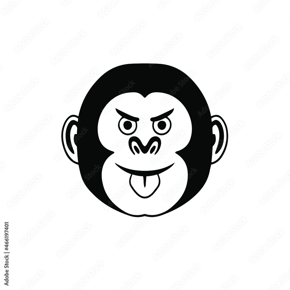 Black Ape Head Logo on White Background. Tattoo Design Stencil Vector ...