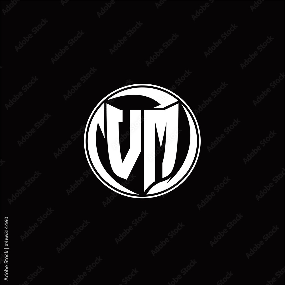 VM Logo monogram shield shape with three point sharp rounded design ...