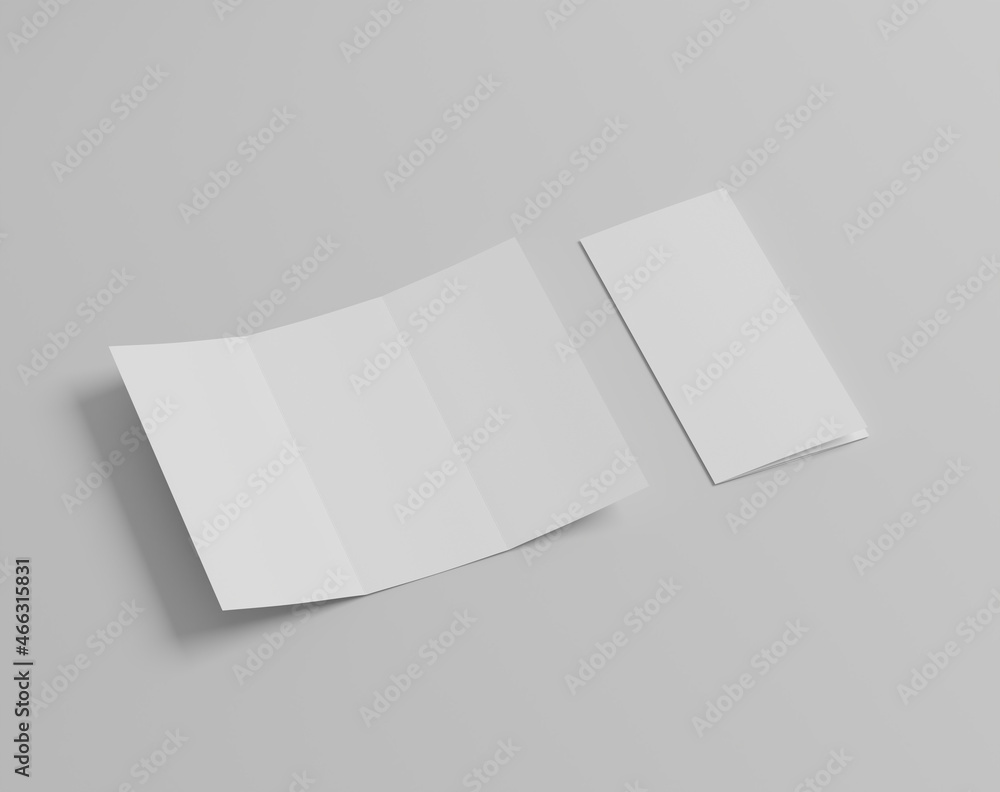 Blank tri fold paper on the empty background, a4 brouchure, three fold ...