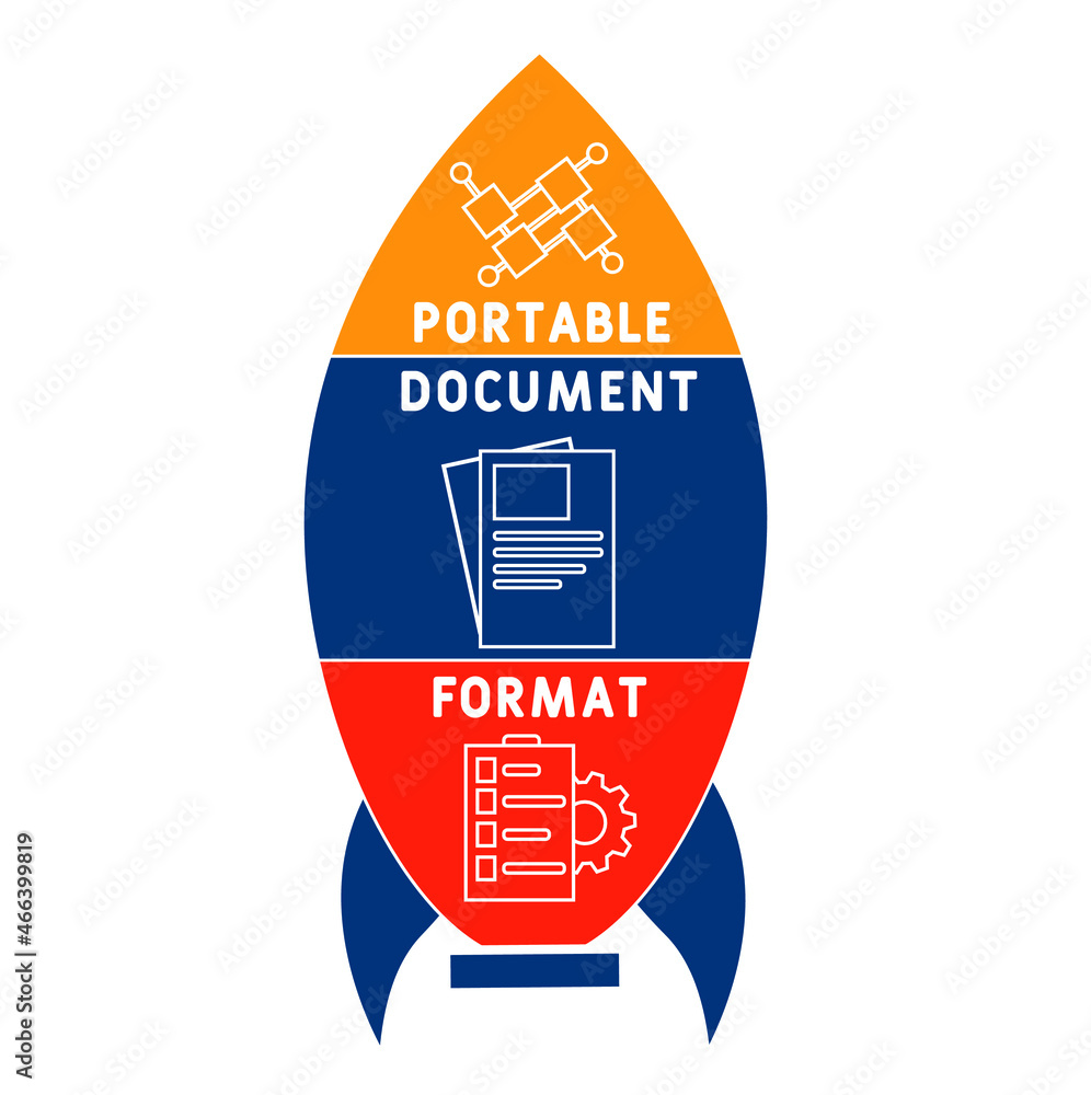 PDF - Portable Document Format acronym. business concept background. vector illustration concept ...