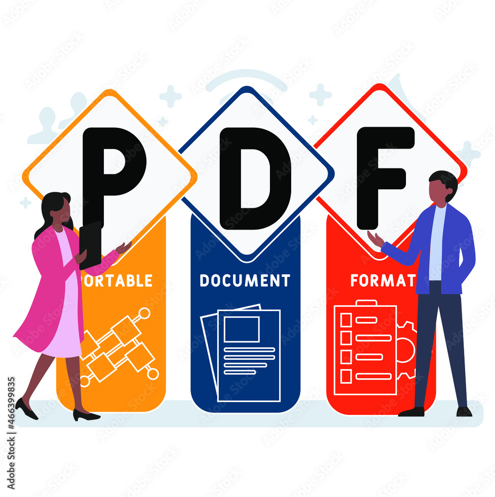 PDF - Portable Document Format acronym. business concept background. vector illustration concept ...