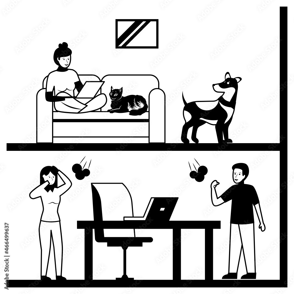Stock-Vektorgrafik „neighbour family conflicts and disputes Concept ...