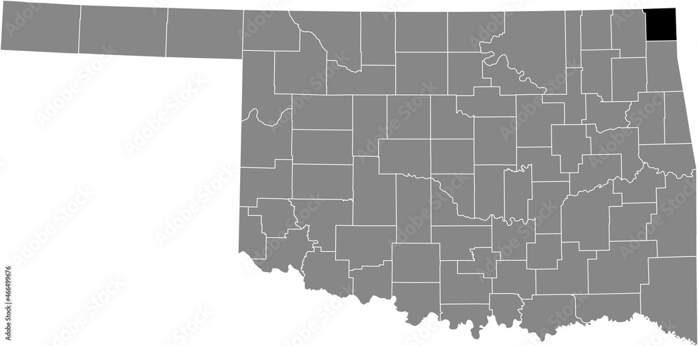 Black highlighted location map of the Ottawa County inside gray ...