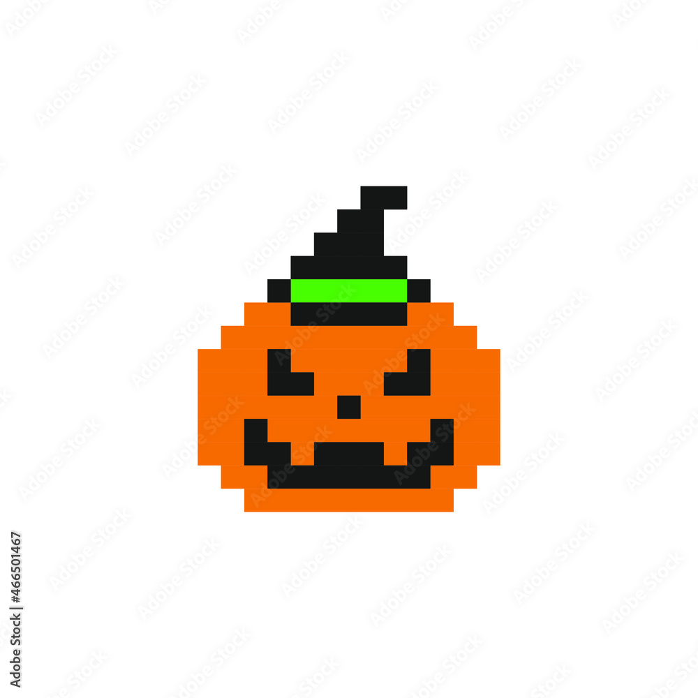 Pixel art Halloween Pumpkin. Pixel jack halloween pumpkin lantern in 8 ...