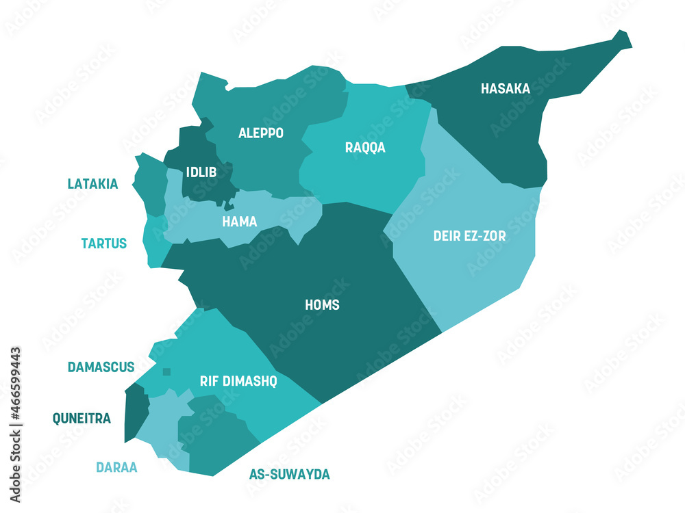 Syria - vector map of governorates Stock Vector | Adobe Stock