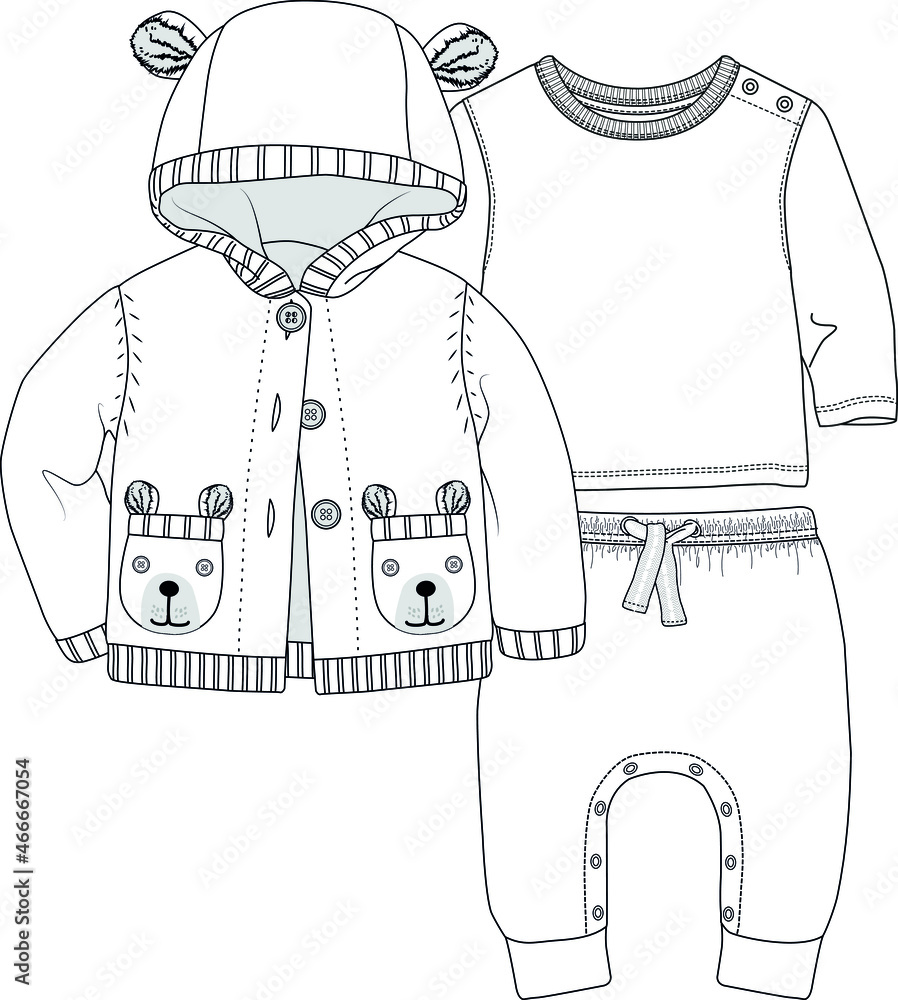 Baby Clothes Vector, Baby clothing vector flat sketch, Baby girl ...