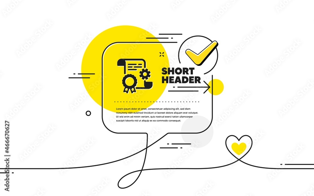 Engineering doc icon. Continuous line check mark chat bubble. Technical ...