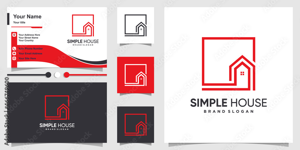 Simple house logo design with line style Premium Vector Stock Vector ...