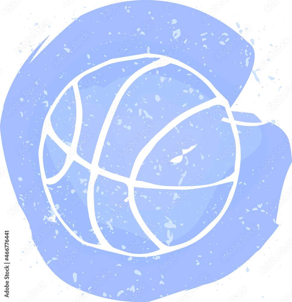 Vector illustration of the basketball ball white line art on watercolor ...