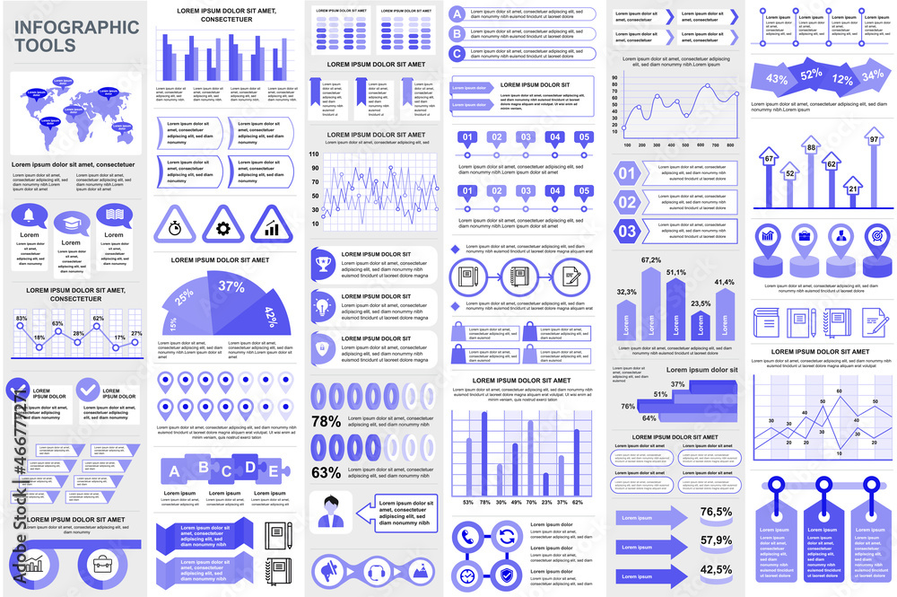 Bundle infographic elements data visualization vector design template ...