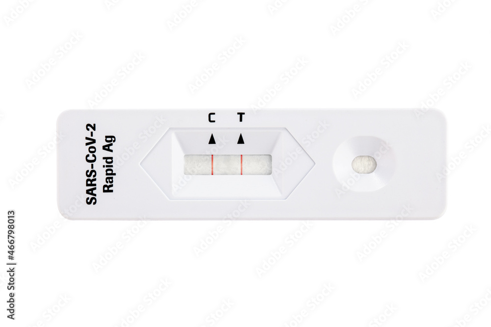 Positive covid test. Test results for Covid-19. rapid test on a white ...