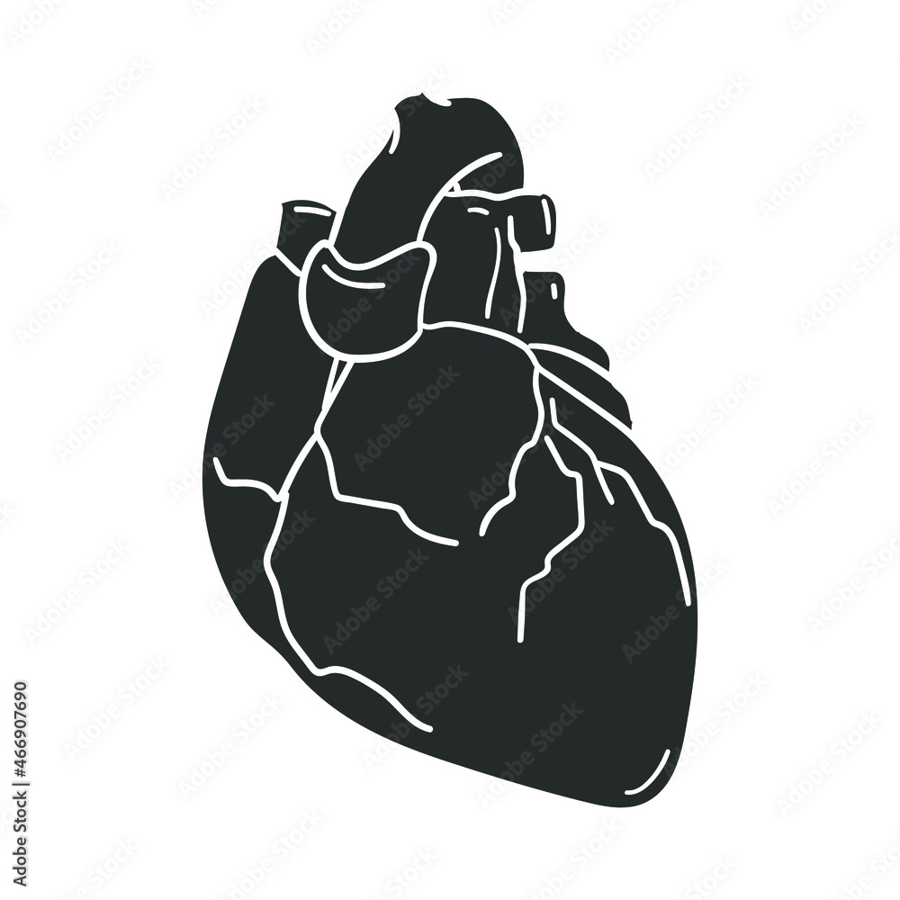 Heart Icon Silhouette Illustration. Human Anatomy Vector Graphic ...