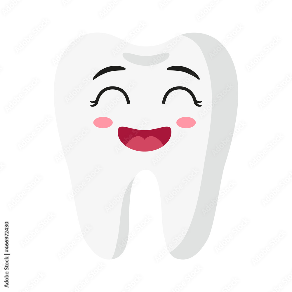 Vector cartoon cute laugh characters of tooth. Stock Vector | Adobe Stock