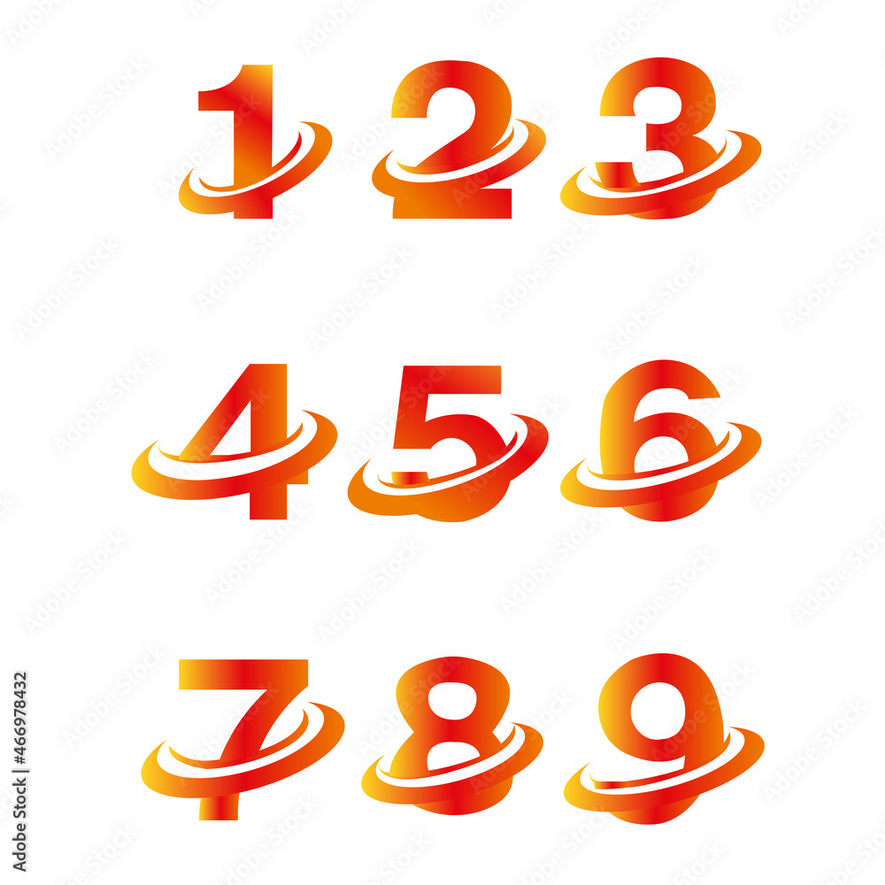 Stock-Vektorgrafik „Numbers set logos.One two three four five six seven ...