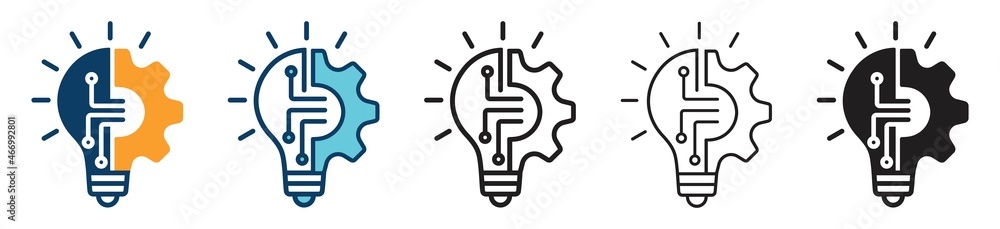 innovation icon set. Light bulb and cog inside. inspiration icon in ...